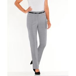 Damen B&uuml;gelfaltenhose mit Leder-Imitat-Detail grau-meliert, Gr&ouml;&szlig;e 38