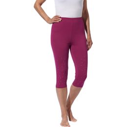 Damen Caprileggings mit Zierpl&auml;ttchen am Bein malve, Gr&ouml;&szlig;e 50