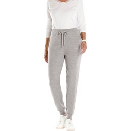 Damen Jogg Pants in Strick-Qualit&auml;t grau-meliert, Gr&ouml;&szlig;e 19