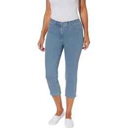 Damen 3/4-Jeans mit Zier-Schn&uuml;rungen blue-bleached, Gr&ouml;&szlig;e 50