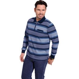 Herren Poloshirt marine-jeansblau-gestreift, Größe 48/50