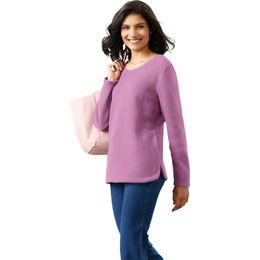 Damen Fleeceshirt mit abgerundetem Saum violett, Gr&ouml;&szlig;e 56