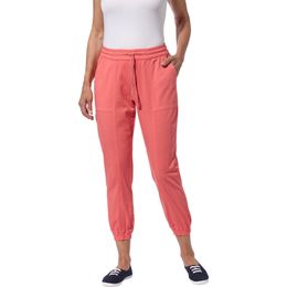 Damen 7/8-Jeans mit Gummib&uuml;ndchen am Saum koralle, Gr&ouml;&szlig;e 46
