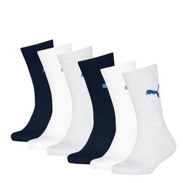 Socken Puma "Puma KIDS EASY RIDER 6P ECOM", Kinder, Gr. 35-38, weiß (grau, weiß, navy), Baumwollmischung, normal, Socken, Sportsocken, Rippenbündchen, Logo