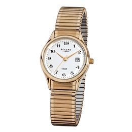 Regent Uhren Quarzuhr REGENT, gold (goldfarben), Armbanduhren, Damen, Armbanduhr, Damenuhr, Edelstahlarmband, analog, Tag