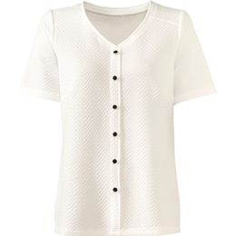 Damen V-Shirt mit Schulterpassen wei&szlig;, Gr&ouml;&szlig;e 42