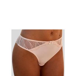 String Lascana, Damen, Gr. 32/34, rosa (rose), Obermaterial: 40% Polyamid, 40% Polyester, 20% Elasthan, Unterhosen, mit seitlicher Stickerei Spitze in transparenter Optik