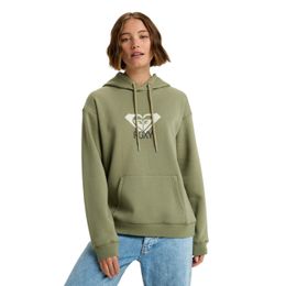 Kapuzensweatshirt Roxy "Surf Stoked Brushed Art", Damen, Gr. L, grün (oil grün), 60% Baumwolle, 40% Polyester, Sweatshirts