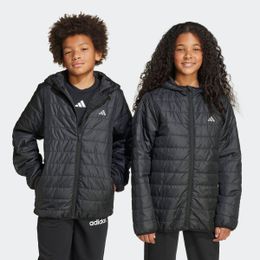 Outdoorjacke adidas Sportswear "J ESS L PAD JKT", Jungen, Gr. 152, schwarz (schwarz, reflective silber), Obermaterial: 100% Polyester, normal, Jacken Outdoorjacke