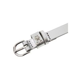 Lederg&uuml;rtel Tommy Hilfiger, Damen, Gr. 100, silber (silber, schwarz), Rindsleder, unifarben, G&uuml;rtel Lederg&uuml;rtel, Metallic-Finish, Leder