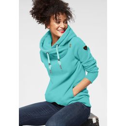Kapuzensweatshirt Ragwear "GRIPYBUTTON", Damen, Gr. XXL, grün (mint 5040), Sweatware, Obermaterial: 70% Baumwolle, 30% Polyester, kontrastfarbene Details, meliert, figurbetont hüftbedeckend, Rundhals, Rippbündchen, Sweatshirts, Sweater mit rustikalen Kordel-Akzenten