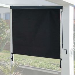 Vertikalmarkise MCW-F42, Senkrechtmarkise Sichtschutz Au&szlig;enrollo Rollo, UV-Schutz 50 Stoff ~ 250x180cm, schwarz