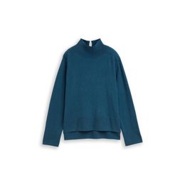 Tom Tailor Damen Strickpullover mit Kaschmir-Anteil, blau, Meliert, Gr. L