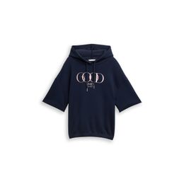Tom Tailor Damen Hoodie Sweatshirt aus Scuba, blau, Uni, Gr. M