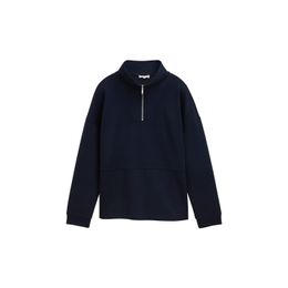 Tom Tailor Damen Scuba Troyer Sweatshirt, blau, Uni, Gr. M