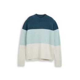 Tom Tailor Denim Damen Strickpullover mit Colour Blocking, blau, Colour Blocking, Gr. S