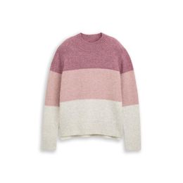 Tom Tailor Denim Damen Strickpullover mit Colour Blocking, rosa, Colour Blocking, Gr. M