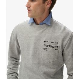 Superdry Herren Baumwolle Gestickte Grafik Lockeres Utility-Sweatshirt, Grau & Schwarz - Gr&ouml;&szlig;e: S 1040607500857ZUC001