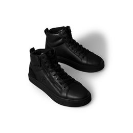 Schnürboots Calvin Klein Jeans "CLASSIC CUP MID LACEUP ZIP LTH", Herren, Gr. 42, schwarz, Leder, unifarben, Schuhe, High Top Sneaker, Sneakerboots, Stiefelette mit gepolstertem Schaft