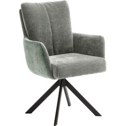 Esszimmerstuhl MCA furniture "MALIA", grün (pastellgrün, schwarz matt lackiert), B:61cm H:90cm T:67cm, Polyester, Stühle, (Set, 2 Stck), 360 drehbar, Taschenfederkern, Sitzhöhe ca. 49 cm