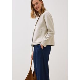 Sweatjacke Cecil, Damen, Gr. XL (44), beige (light beige melange), Sweatware, Obermaterial: 55% Baumwolle, 41% Polyester, 4% Elasthan, unifarben, bequem hüftbedeckend, Rundhals, Sweatjacken, Sweat Blouson mit Tunnelzug und Stehkragen