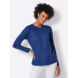 Strickpullover CREATION L PREMIUM "Seiden-Kaschmir-Pullover", Damen, Gr. 50, blau (royalblau), 85% Seide, 15% Kaschmir, unifarben, Pullover Strickpullover
