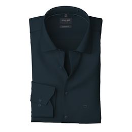 Businesshemd OLYMP "Luxor modern fit", Herren, Gr. 43, N-Gr, blau (nachtblau), Web, Obermaterial: 100% Baumwolle, 2-Knopf-Manschette, Hemden, feine Struktur, Modern Fit, New Kentkragen
