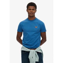 Rundhalsshirt Superdry "ESSENTIAL LOGO EMB TEE", Herren, Gr. XXL, pilot mid blau, Single Jersey, Obermaterial: 100% Baumwolle, bedruckt, slim fit h&uuml;ftlang, Rundhals, Shirts Rundhalsshirt