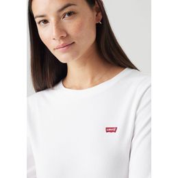 Levi's Langarmshirt LEVI'S "ESSENTIAL HM LS TEE", Damen, Gr. L (40), weiß, Single Jersey, Obermaterial: 100% Baumwolle, unifarben, regular fit normal, Rundhals, abgesteppt, Shirts, mit Logo Stickerei