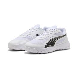 Hallenschuh Puma "SOLARFLASH III JR", Gr. 37,5, schwarz-weiß (Puma weiß, Puma schwarz), Textil, Sportlich, Schuhe