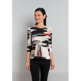 3/4-Arm-Shirt Seidel Moden, Damen, Gr. 34, rot, Jersey, Obermaterial: 96% Viskose, 4% Elasthan, bedruckt, regular fit normal, U-Boot-Ausschnitt, gerader Abschluss, Shirts 3/4-Arm-Shirt, mit grafischem Muster - MADE IN GERMANY