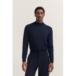 Rollkragenpullover Bugatti "Regular Fit", Herren, Gr. XXL, blau (390, marine), 90% Wolle, 10% Seide, unifarben, regular fit, ohne Ausschnitt, Rippbündchen, Pullover, aus Merino-Wolle-Seide-Mix