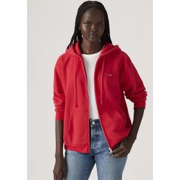 Levi's Kapuzensweatjacke LEVI'S "EVERYDAY ZIP HOODIE", Damen, Gr. M (38), rot (true rot), Sweatware, Obermaterial: 58% Baumwolle, 42% Polyester, unifarben, regular fit normal, ohne Ausschnitt, elastischer Bund, Sweatjacken, mit Logo Stickerei
