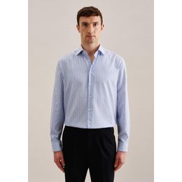 Businesshemd Seidensticker "Schwarze Rose", Herren, Gr. L41, verl&auml;ngerte &Auml;rmell&auml;ngen, blau (mittelblau), 100% Baumwolle, gestreift, regular fit, 2-Knopf-Manschette, Hemden, Regular 1/1 Extra lang Kentkragen Gestreift