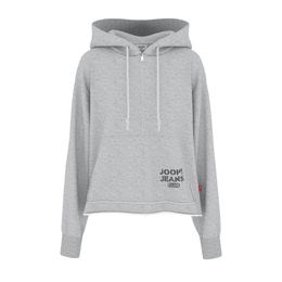 JOOP! Kapuzensweatshirt JOOP JEANS "Talia2", Damen, Gr. L, grau (open grau), Sweatware, Obermaterial: 100% Baumwolle, clean, unifarben, regular fit normal, Rundhals, eingesetzt Rippbündchen, Sweatshirts, mit Kapuze
