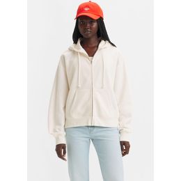 Levi's Kapuzensweatjacke LEVI'S "EVERYDAY ZIP HOODIE", Damen, Gr. S, beige (sugar swizzle), Sweatware, Obermaterial: 58% Baumwolle, 42% Polyester, unifarben, regular fit normal, ohne Ausschnitt, elastischer Bund, Sweatjacken, mit Logo Stickerei
