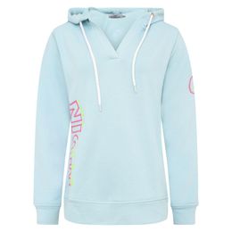 Zwillingsherz Damen Hoodie ""Moin Koordinaten""t&uuml;kis, Gr. L, unifarben mit Farbeins&auml;tzen, Jersey, Obermaterial: 50% Baumwolle, 50% Polyester,