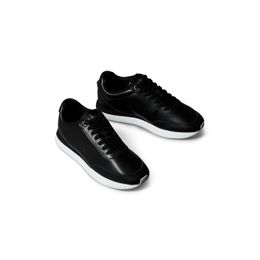 Sneaker Calvin Klein Jeans "RETRO RUNNER LACE UP LTH MG", Damen, Gr. 37, schwarz, Leder, unifarben, Schuhe, Schnürschuh, Halbschuh, Freizeitschuh mit gepolstertem Schaftrand