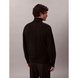 Rollkragenpullover Calvin Klein "LS 100% MERINO T-NECK 14GG", Herren, Gr. XXL, schwarz, Strick, Obermaterial: 100% Wolle, unifarben, regular fit normal, Rundhals, eingesetzt gerader Abschluss, Pullover, Mit Rundhalsausschnitt, regular fit