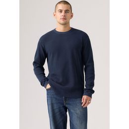 Levi's Langarmshirt LEVI'S, Herren, Gr. M, blau (navy blazer garment), Jersey, Obermaterial: 100% Baumwolle, unifarben, regular fit taillenbedeckt, Rundhals, Bündchen, Shirts, mit Bündchen