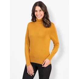 WITT Damen Rollkragenpullover aus Feinstrick, curry, Größe 36