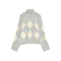 V&eacute;ro Moda Vero Moda Pullover 'VMPaloma' Damen Gr&ouml;&szlig;e S creme / hellgrau