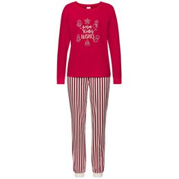 Lascana Pyjama Damen Gr&ouml;&szlig;e XL rot / wei&szlig; Winterkleid