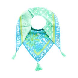 Zwillingsherz Viereckstuch "Flower Love" in Blau/ Grün - (L)130 x (B)130 cm - 31% | Damen-schals-tuecher