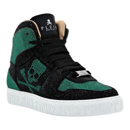 Philipp Plein Low-Top Sneaker - Hightop-Sneaker Notorious Mit Schmucksteinen - Gr. 46 (EU) - in Gr&uuml;n - f&uuml;r Damen