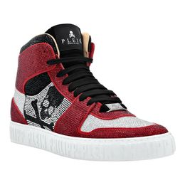 Philipp Plein Low-Top Sneaker - Hightop-Sneaker Notorious Mit Schmucksteinen - Gr. 37 (EU) - in Rot - f&uuml;r Damen