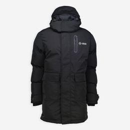 Schwarze Pufferjacke mit abnehmbarer Kapuze