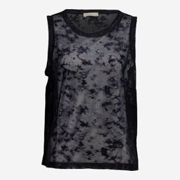 Schwarzes Oberteil mit abstraktem Muster und Glitzer