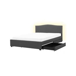 Beliani Doppelbett mit LED MONTPELLIER in Grau - (W) 187 x (H) 110 x (L) 213 cm | Gr.: onesize
