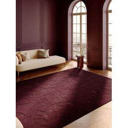 benuta Finest Kurzflor Teppich Nell Bordeaux 160x230 cm - Moderner Kurzflor-Teppich für Wohnzimmer